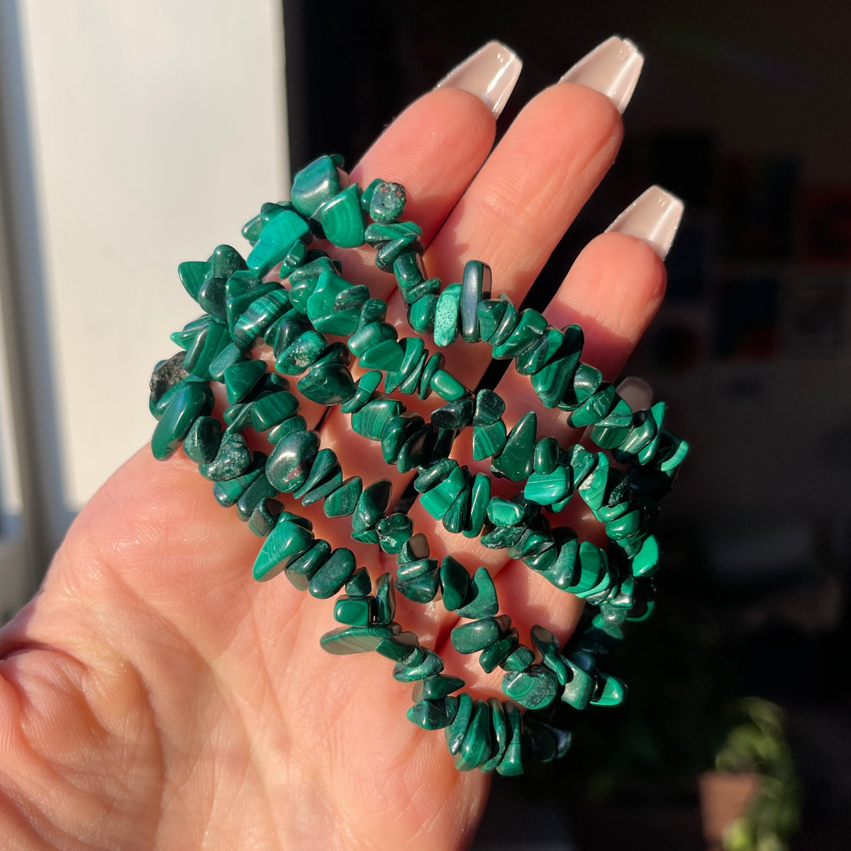 Malachite Chip Bracelets – Cosmic Geology Crystals
