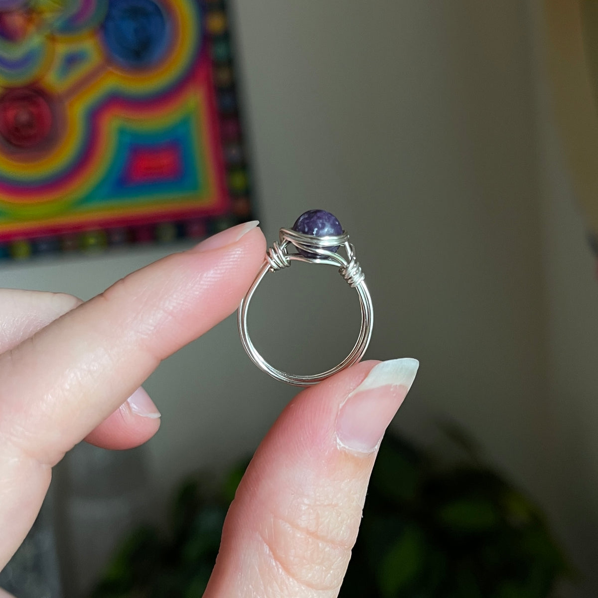 Lepidolite Wire Wrapped Ring – Cosmic Geology Crystals