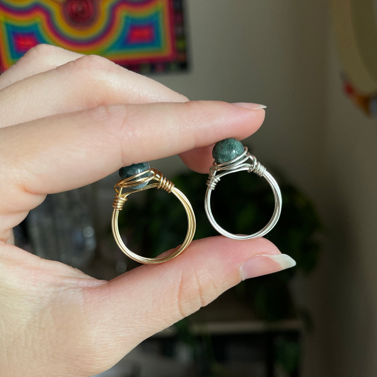 Moss Agate Wire Wrapped Ring – Cosmic Geology Crystals