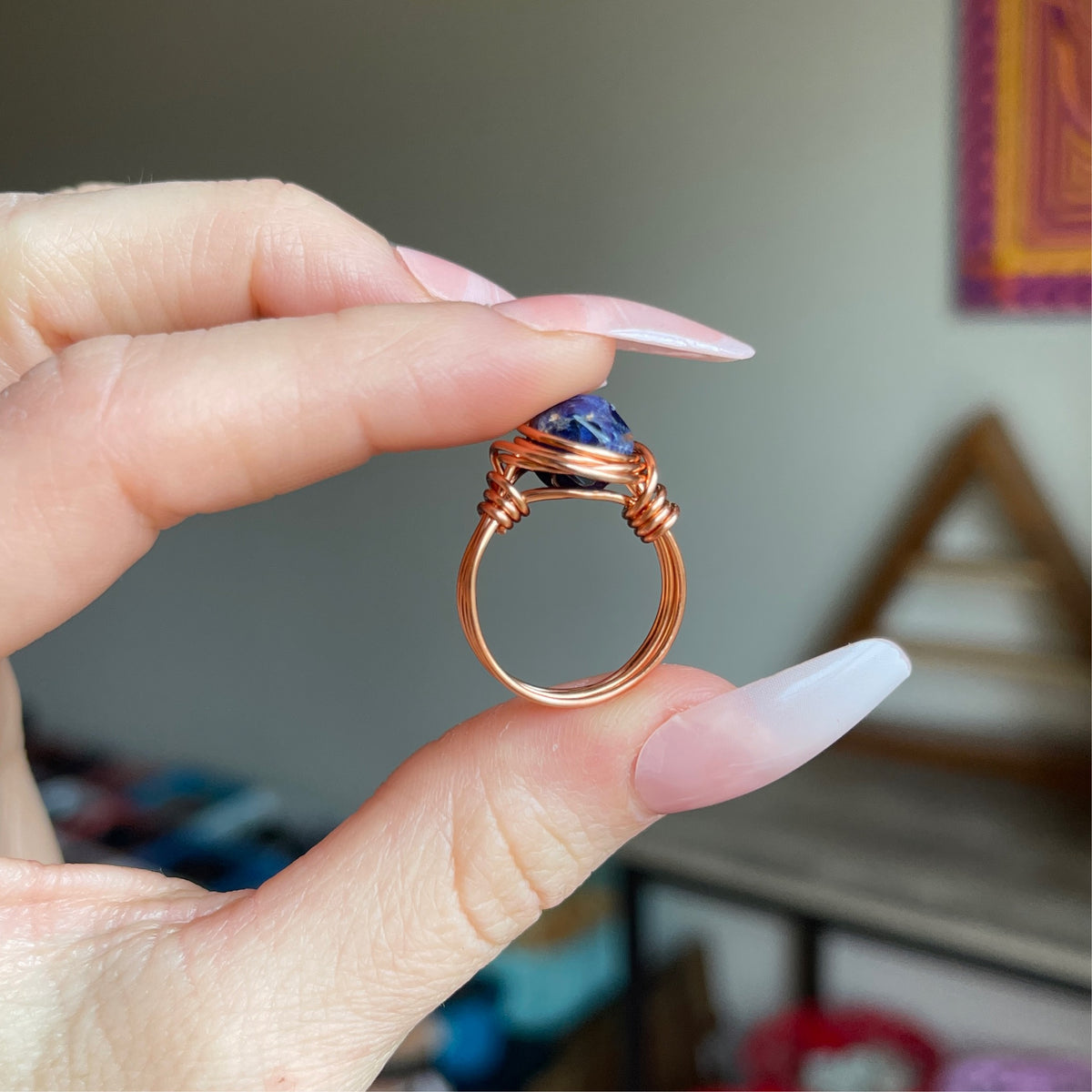 Faceted Sodalite Wire Wrapped Ring – Cosmic Geology Crystals