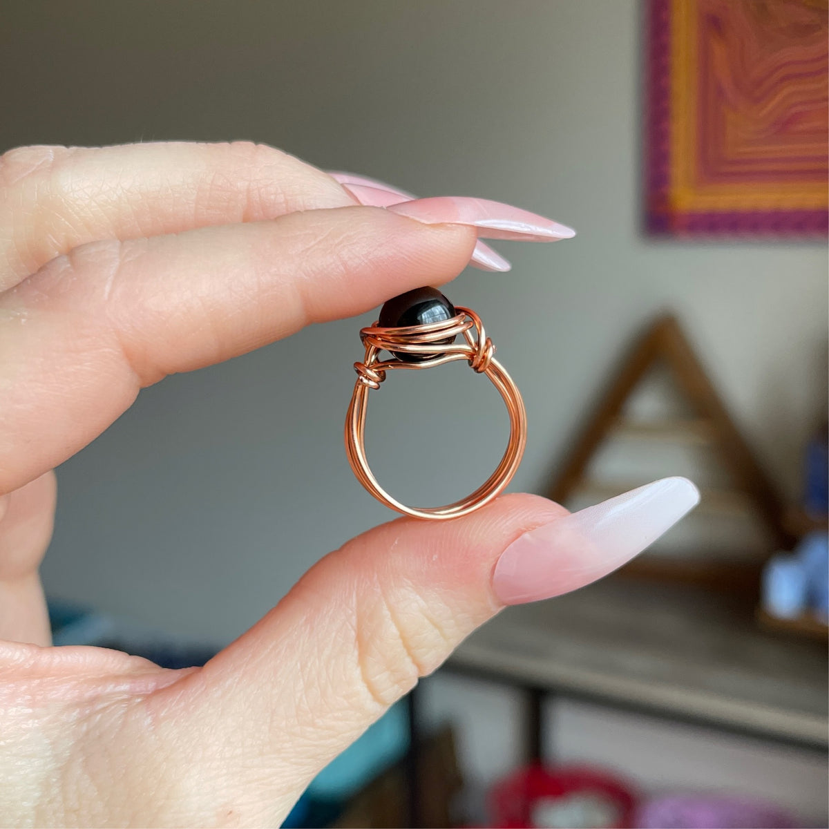 Obsidian Wire Wrapped Ring – Cosmic Geology Crystals