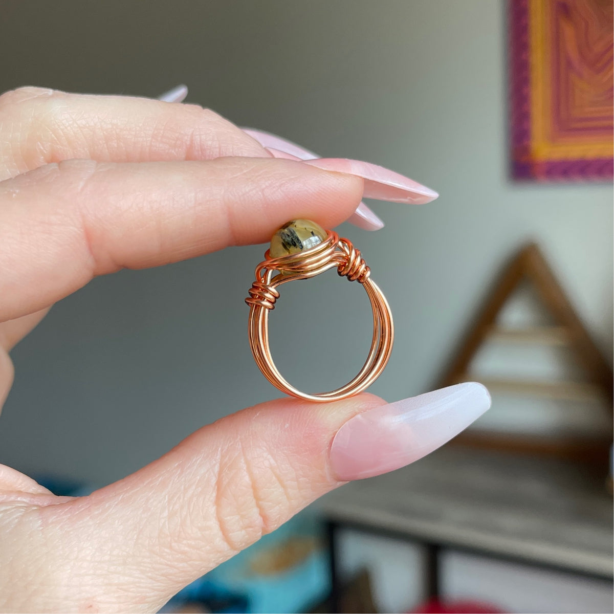 Prehnite Wire Wrapped Ring – Cosmic Geology Crystals