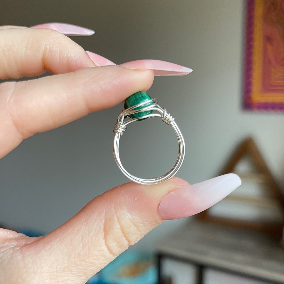 Malachite Wire Wrapped Ring – Cosmic Geology Crystals