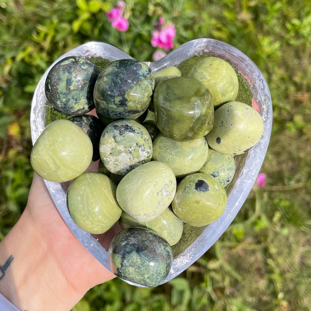 Peruvian Serpentine Tumbled Stones – Cosmic Geology Crystals